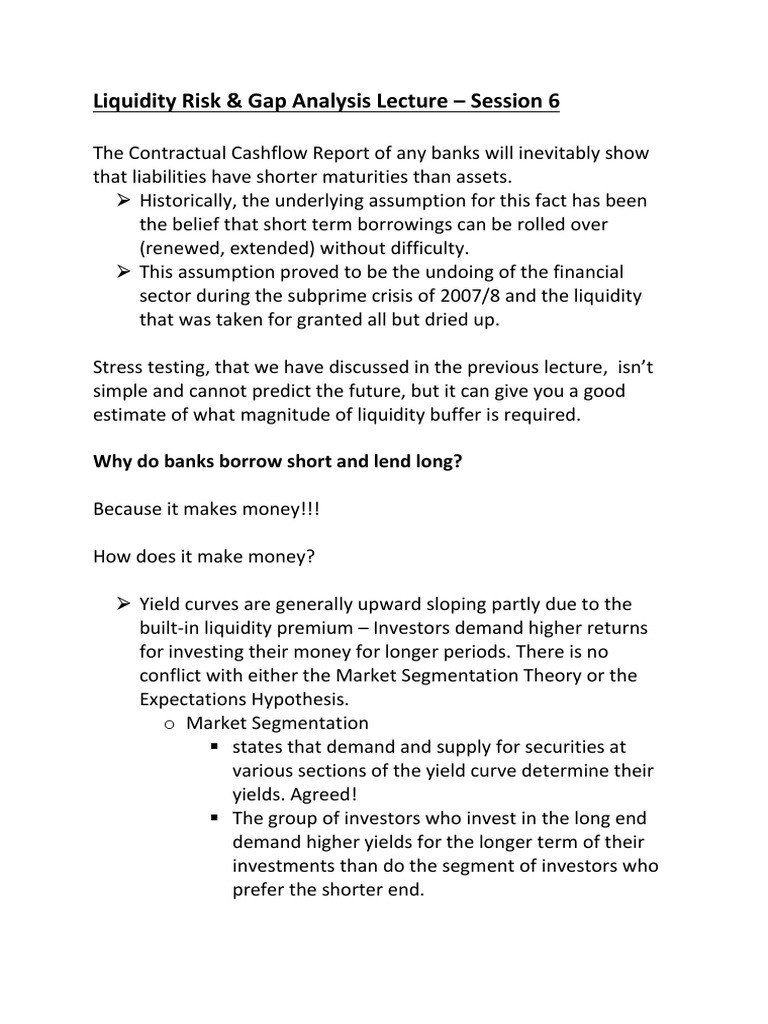 Session 6.1-Liquidity Risk & Gap Management Lecture | PDF | Yield Curve ...