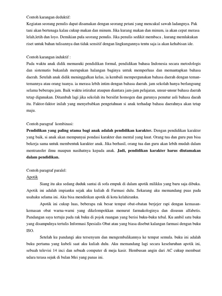 Contoh Paragraf Dalam Tulisan | PDF