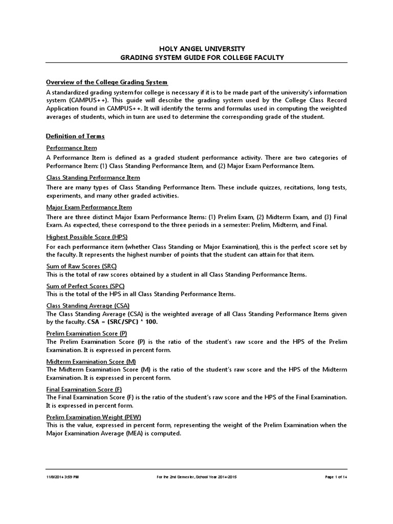 College Grading System PDF | PDF | Weighted Arithmetic Mean | Test ...