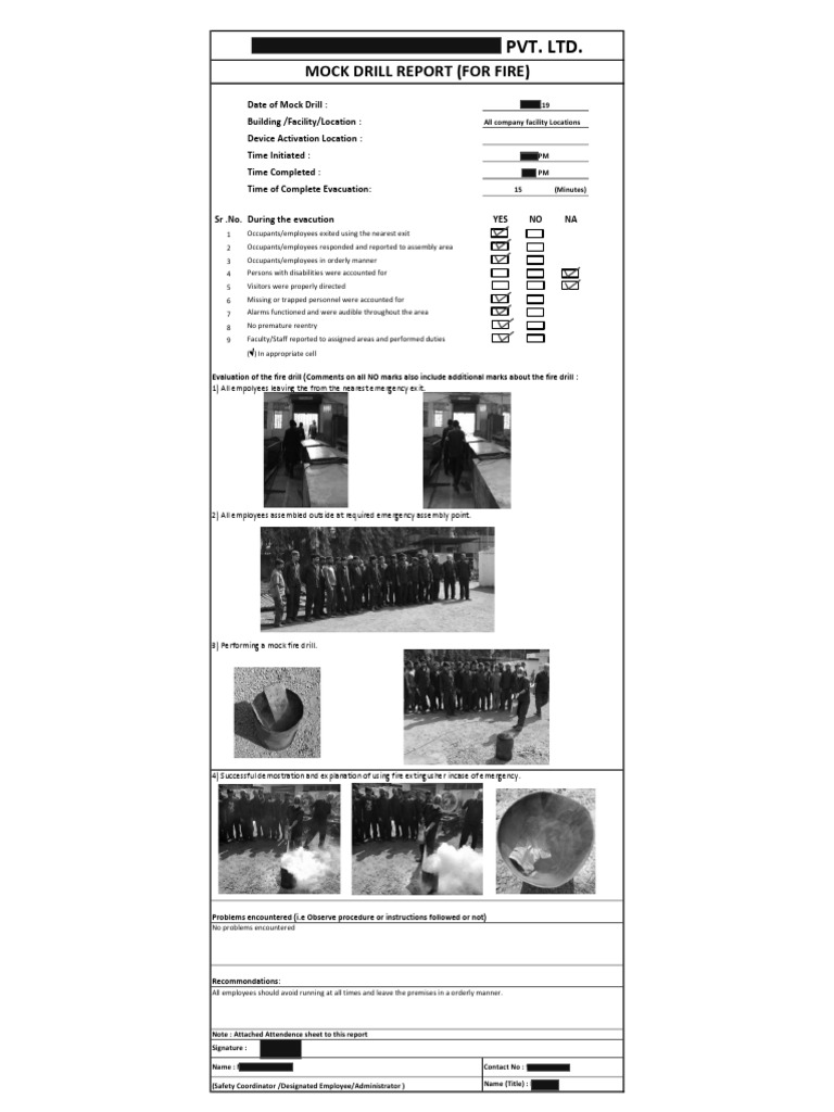 Mock Drill Report Format | PDF | Prevention | Safety