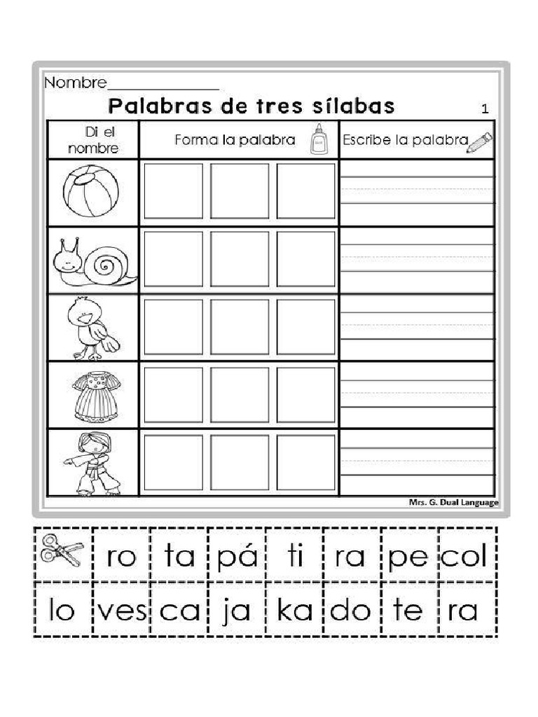 Palabras de Tres Sílabas | PDF
