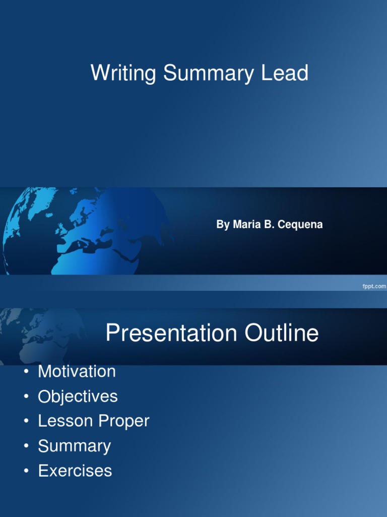 Writing Summary Lead | PDF | News | Journalism