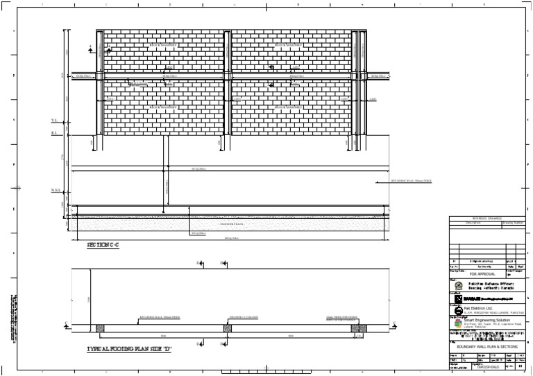Boundary Wall Plan & Sections | PDF | Components | Building Engineering
