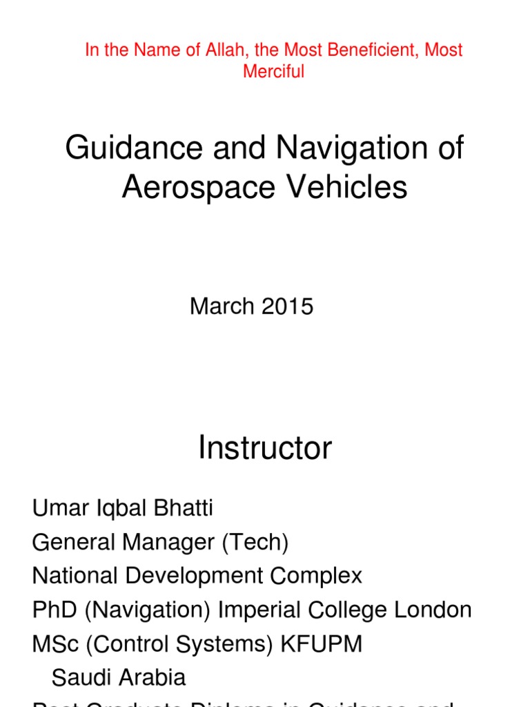 Guidance and Navigation of Aerospace Vehicles: March 2015 | PDF ...