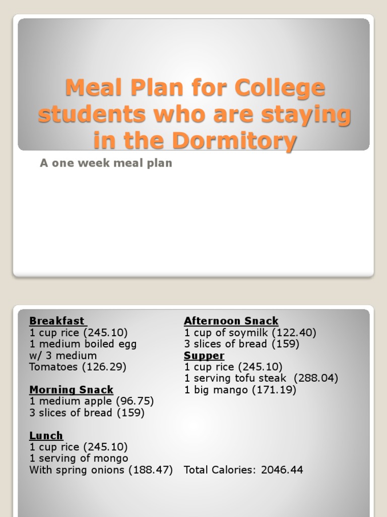 Meal Plan For College Students Who Dorm | Download Free PDF | Lunch ...