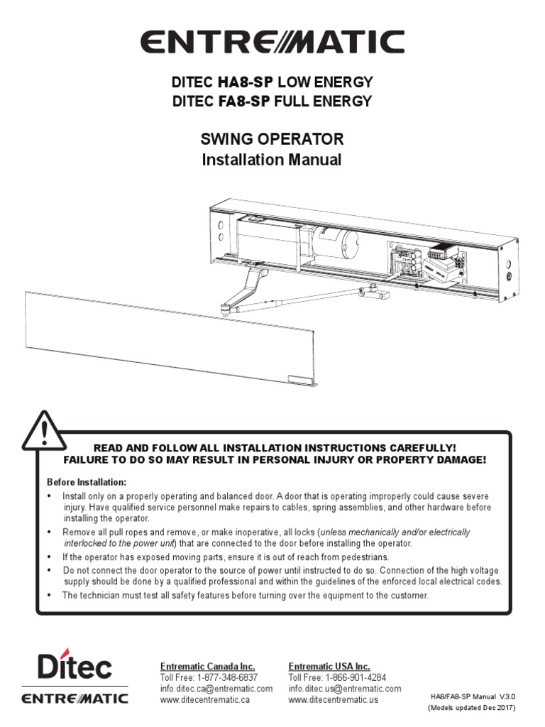 HA8-SP V 3 0 Install Manual | PDF | Door | Wheelchair
