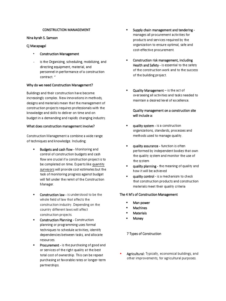 Construction | PDF | General Contractor | Construction Management