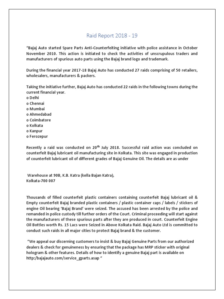 Raid Report 2018 19 | PDF