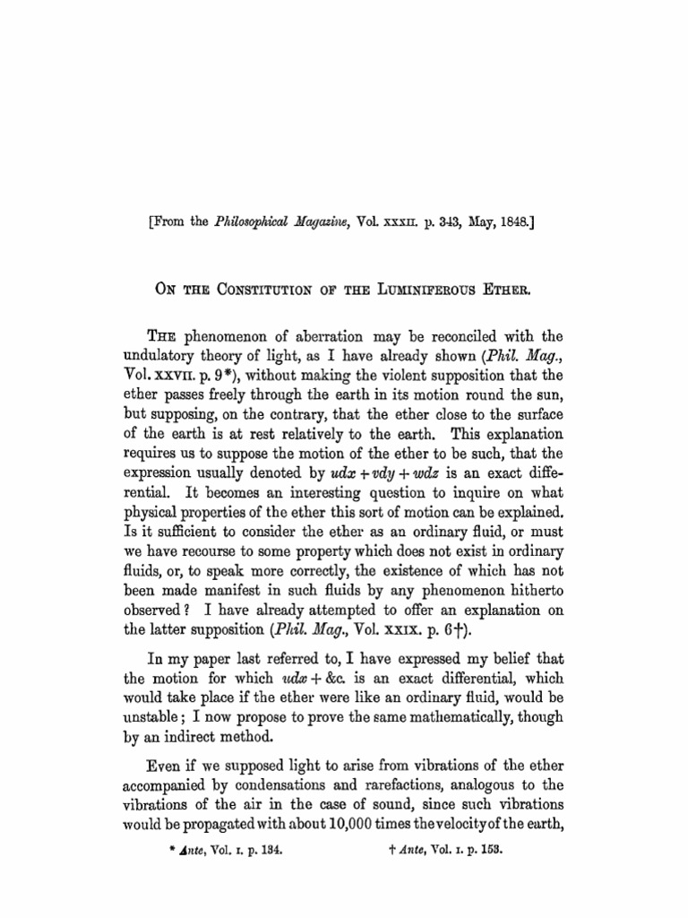 The Luminifeous Ether | PDF | Luminiferous Aether | Light