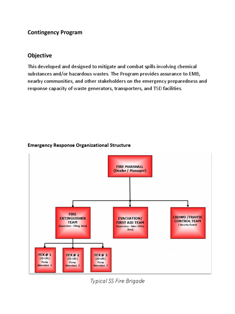 Contingency Program: Emergency Response Organizational Structure | PDF ...