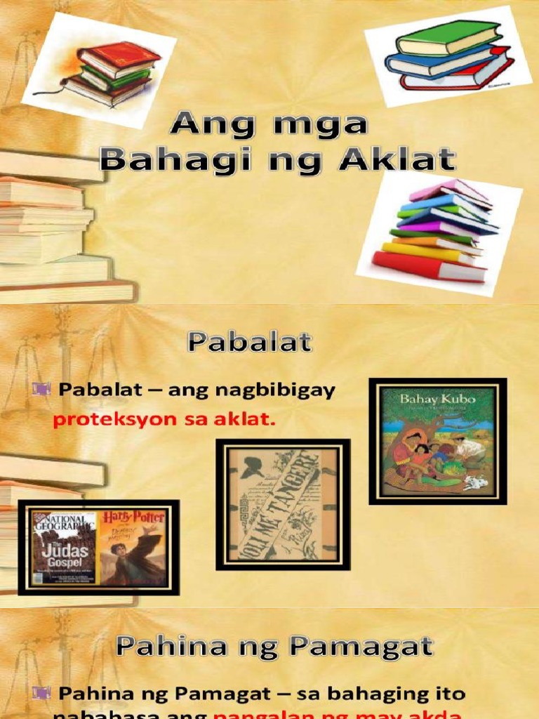 Ang Mga Bahagi NG Aklat | PDF