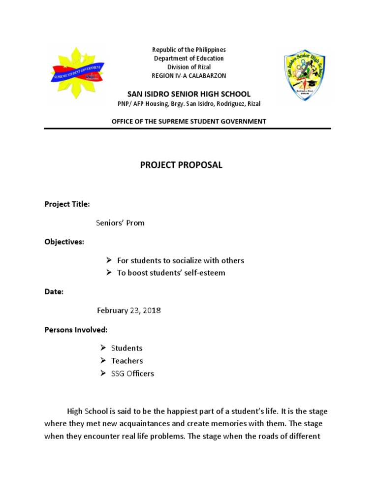 San Isidro Senior High School: Project Proposal | PDF