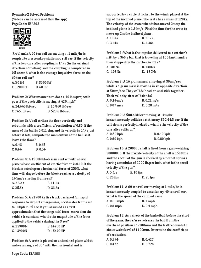 Dynamics2 Solved Problems | PDF | Collision | Torque
