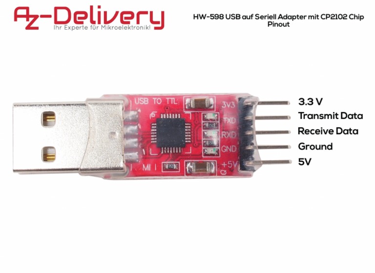 HW-598 USB Auf Seriell Adapter Mit CP2102 Chip Pinout | PDF