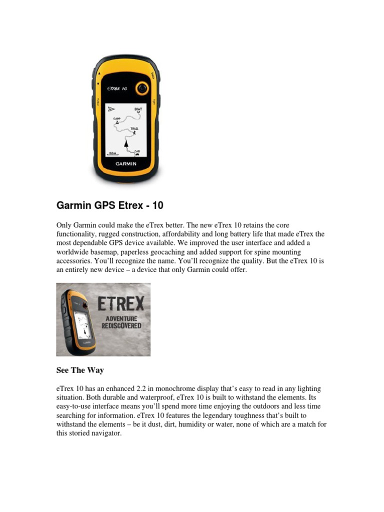 Garmin GPS Etrex - 10 | PDF | Global Positioning System | Computing