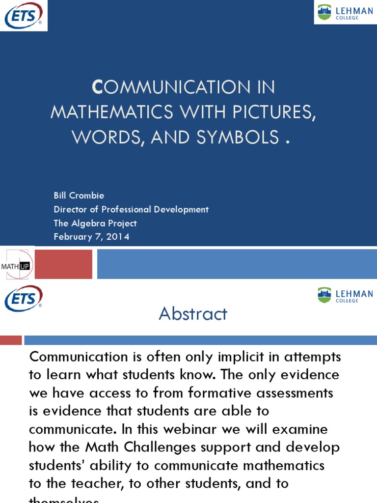 Communicating Mathematical Concepts through Pictures, Words, and ...