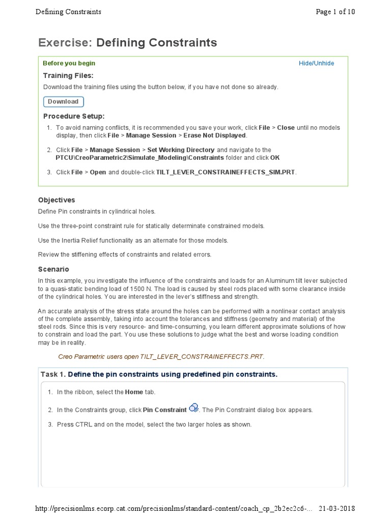 Defining Constraints: Exercise | PDF | Dialog Box | Stress (Mechanics)