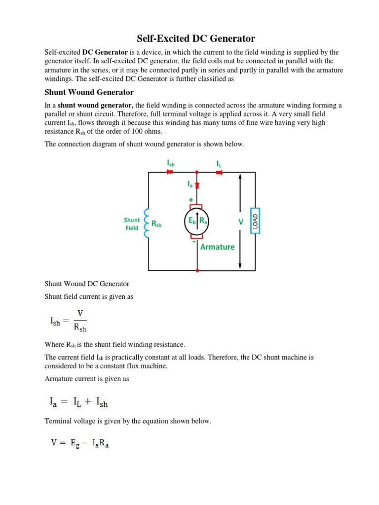 Self-Excited DC Generator Overview | PDF | Electric Generator | Series ...