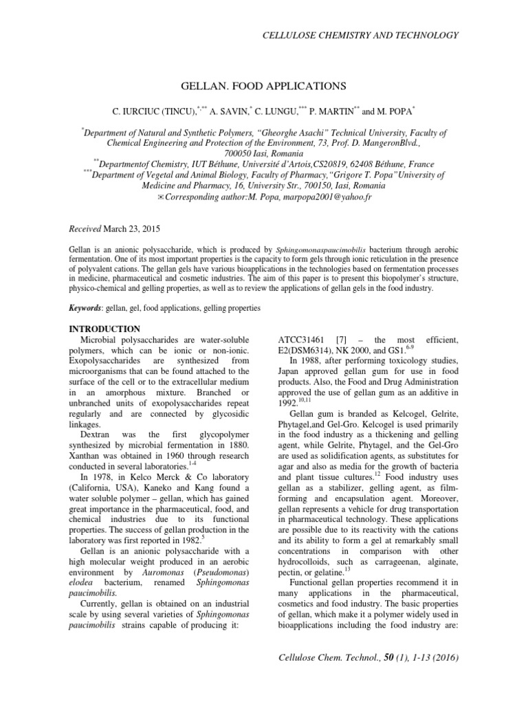 Gellan. Food Applications PDF | PDF | Gel | Materials