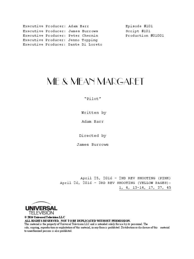 Me & Mean Margaret 1x01 - Pilot | PDF