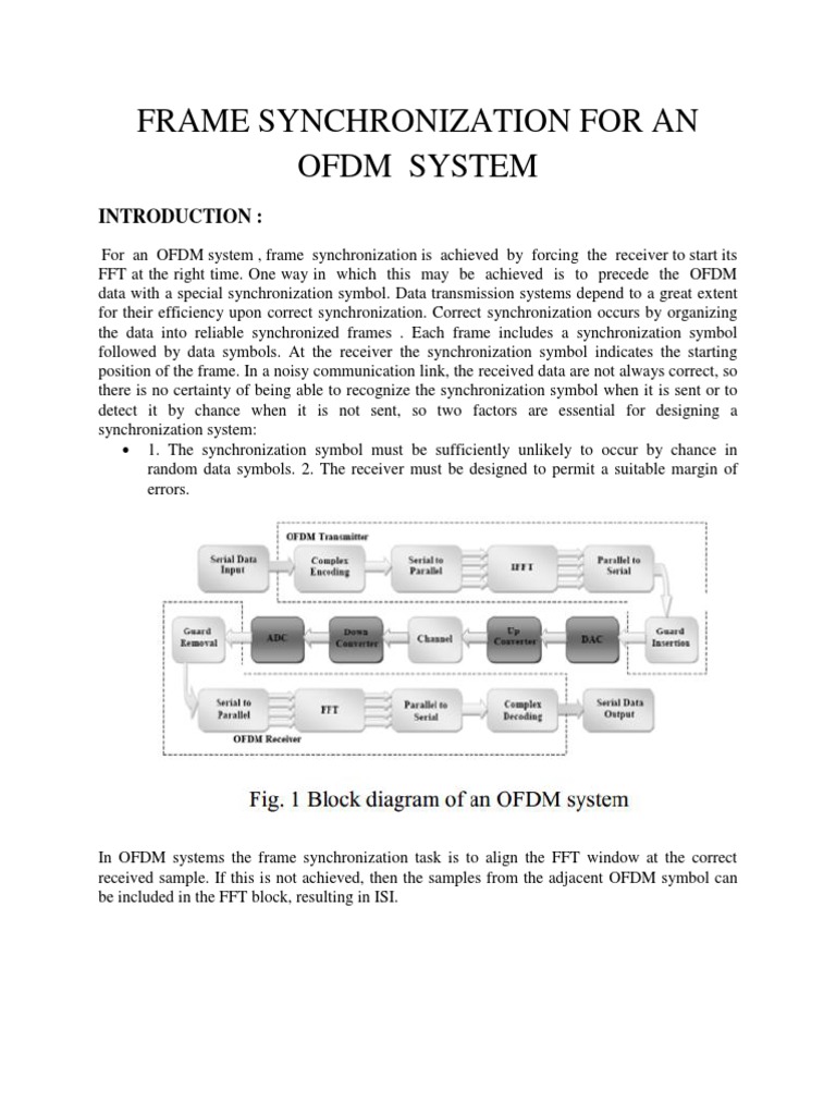 Frame Synchronization For An Ofdm System | PDF | Orthogonal Frequency Division Multiplexing ...