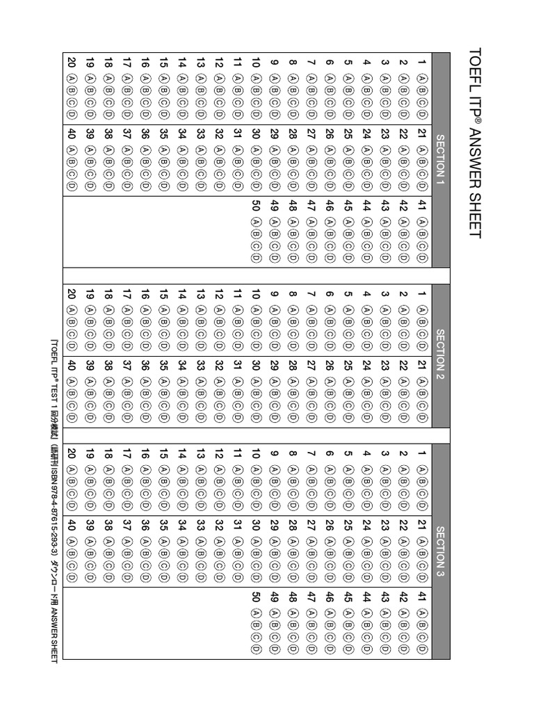 TOEFL Answer Sheet PDF | PDF
