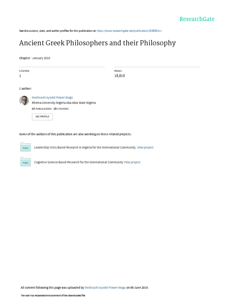 Ancient Greek Philosophers and Their Philosophy: January 2010 | PDF