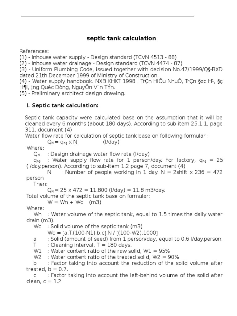 Septic tank sizing and grease trap calculation | PDF | Septic Tank ...