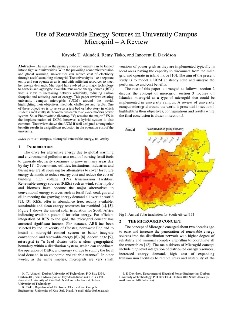 Use of Renewable Energy Sources in University Campus Microgrid - A ...