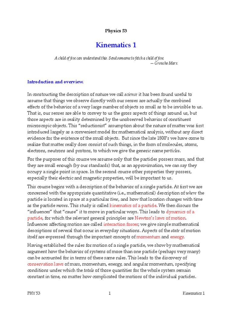 Kinematics Unit 1 Pdf Euclidean Vector Velocity