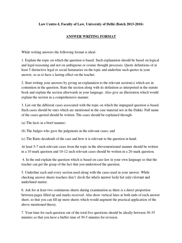 Answer Writing Format | PDF