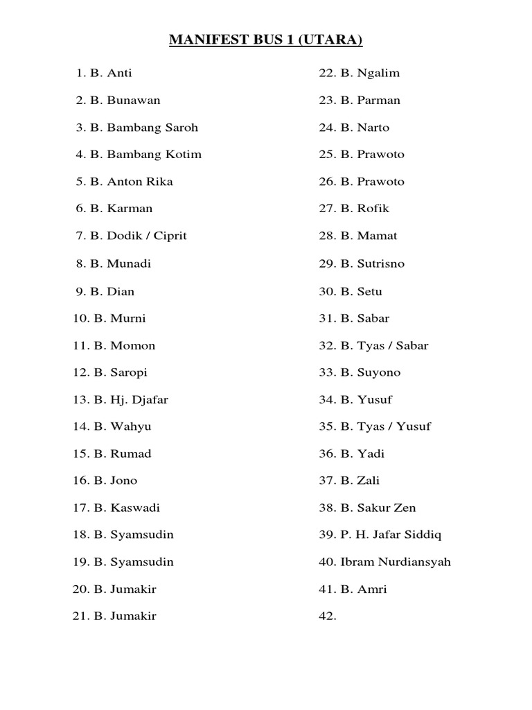 Bus Manifest for Utara and Selatan | PDF | Travel | Art