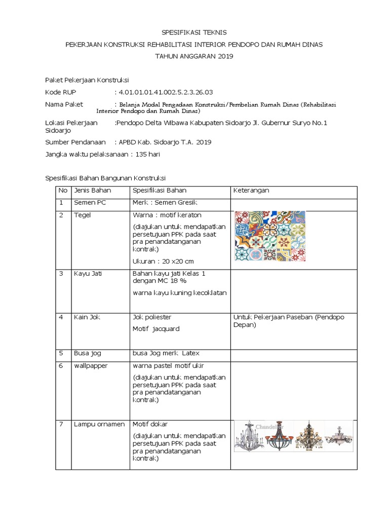 Spektek Desain Interior Pendopo | PDF