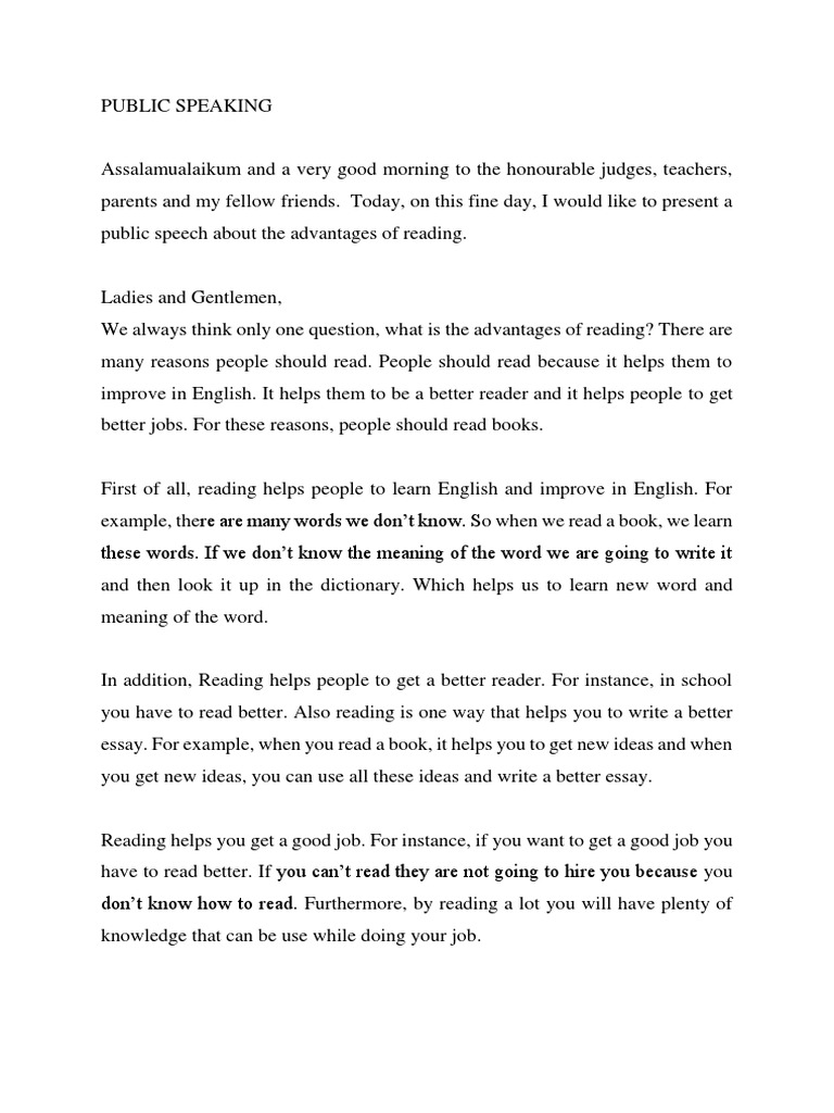 Advantages of Reading in Public Speaking | PDF | Self-Improvement
