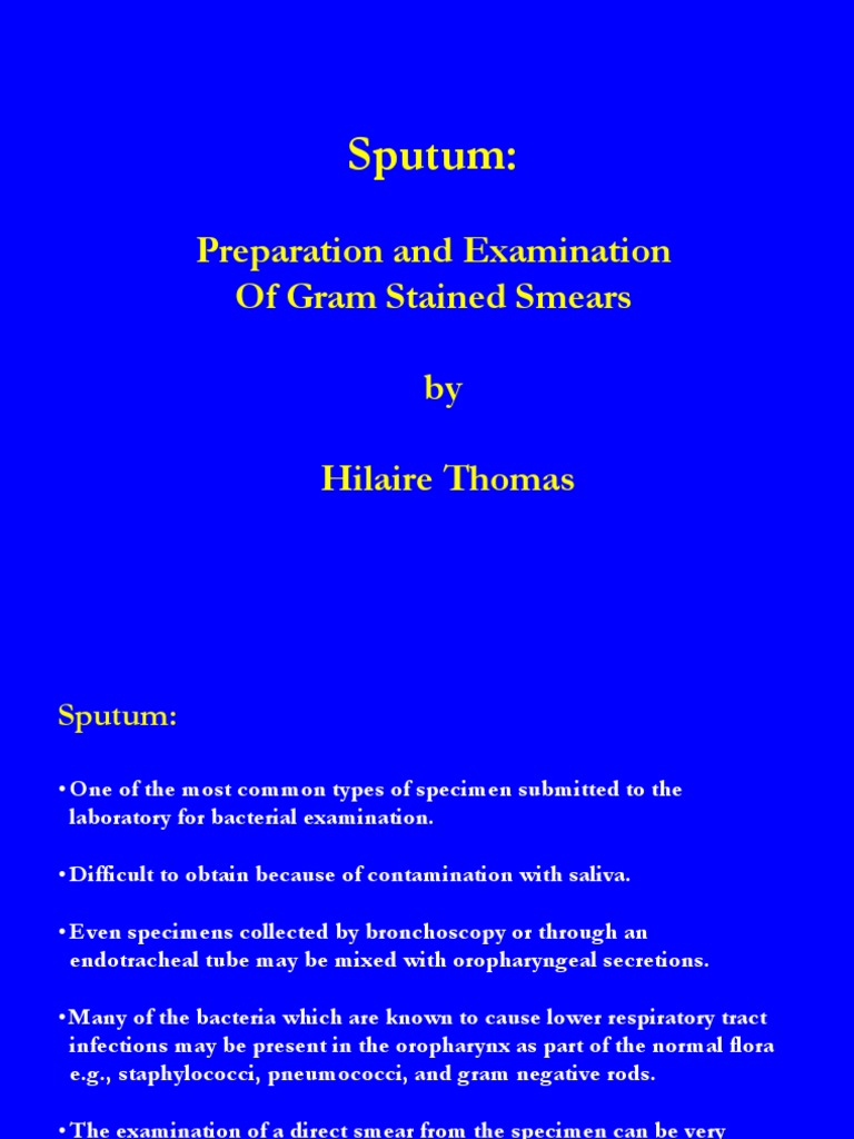 Sputum Smear Preparation & Analysis Guide | PDF | Mucus | Epithelium