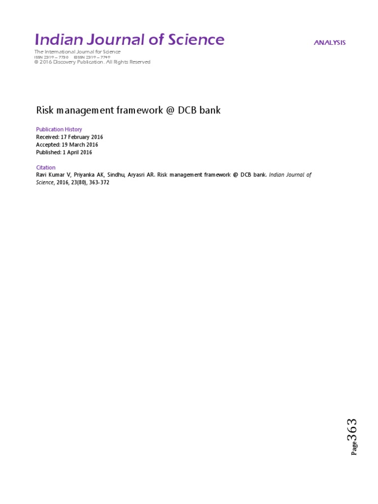 Risk Management Framework at DCB Bank | PDF | Enterprise Risk ...