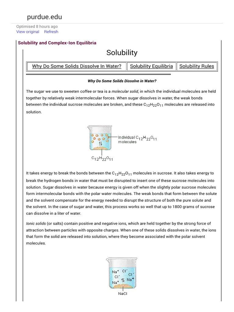Solubility: Purdue - Edu | PDF | Solvation | Solubility