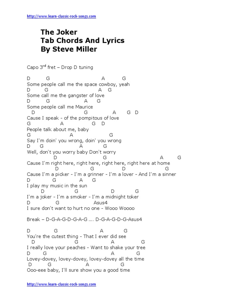 The Joker Tab by Steve Miller PDF | PDF | European Musical Instruments ...