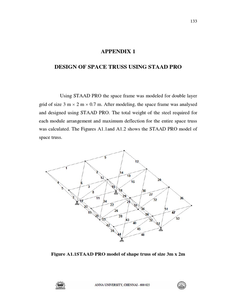 Analysis and Design of a Space Truss Structure Using STAAD Pro | PDF ...