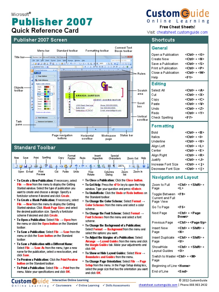 Publisher 2007 Quick Reference | PDF | Menu (Computing) | Button (Computing)