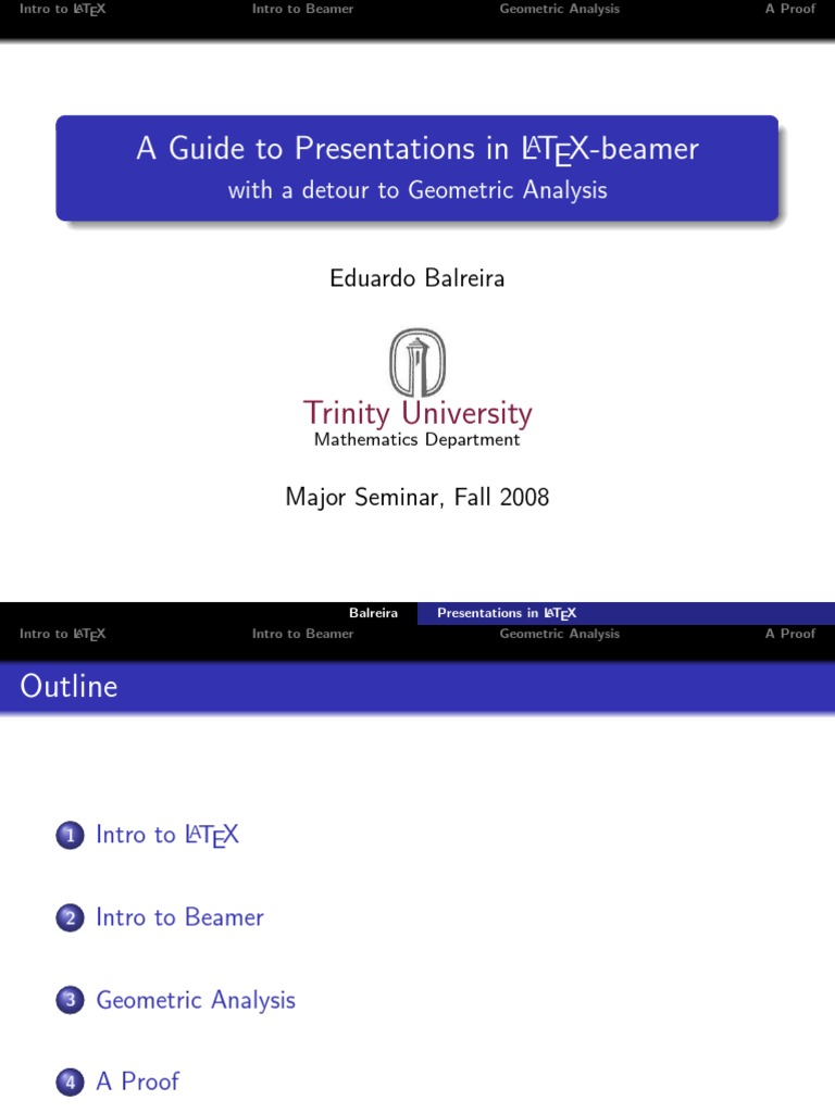 A Guide To Presentations in L TEX-beamer | PDF | Geometry | Calculus
