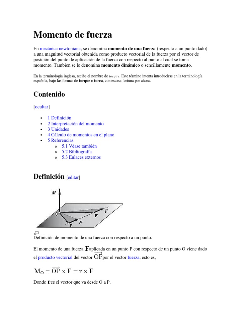 Definición y Unidades del Momento de Fuerza | PDF | Fuerza | Mecanica ...