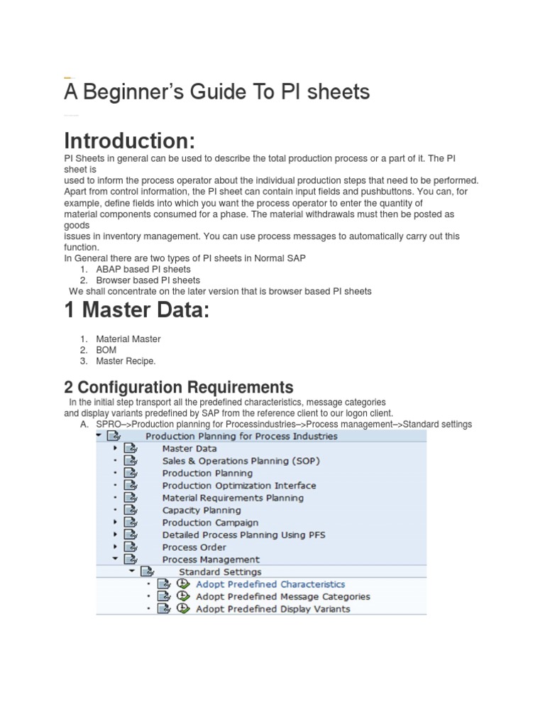 A Beginner's Guide To PI Sheets: 2 Configuration Requirements | PDF ...