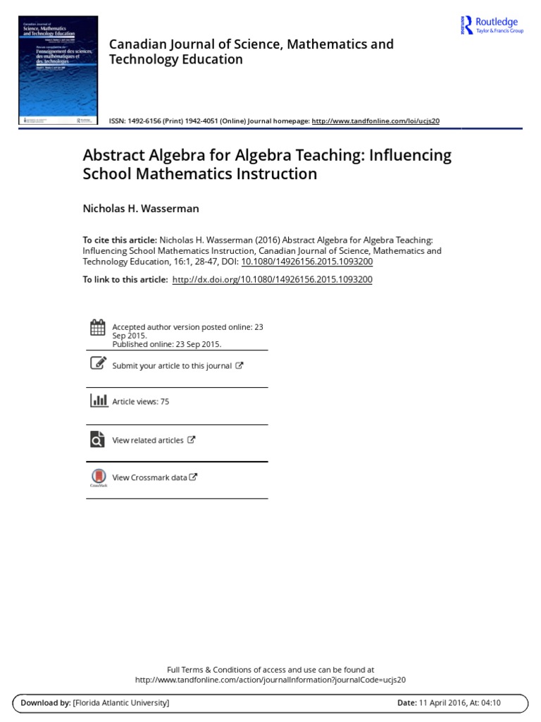 Abstract Algebra For Teaching | PDF | Group (Mathematics) | Teaching ...