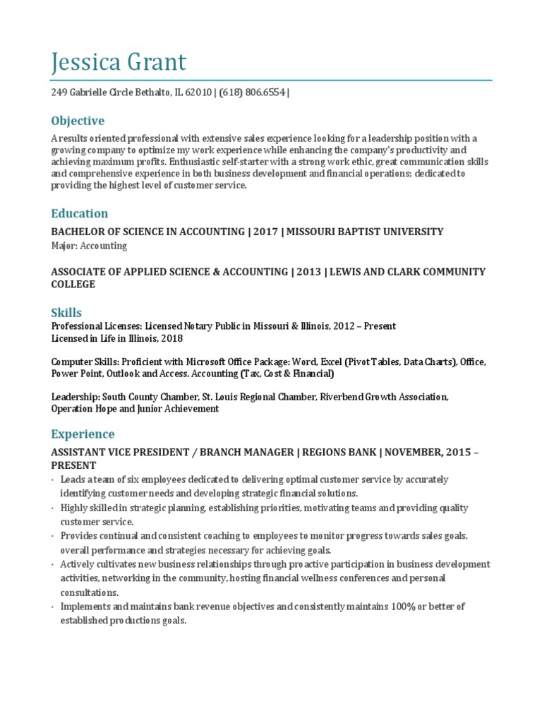 Jessica Grant Recent Resume | Download Free PDF | Business Development ...
