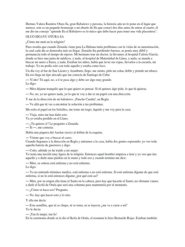 Hermes Valera Ramírez Otura Sa | PDF | Santeria | Religión étnica