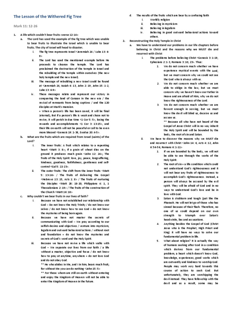 The Lesson of The Withered Fig Tree | PDF | Satan | Jesus