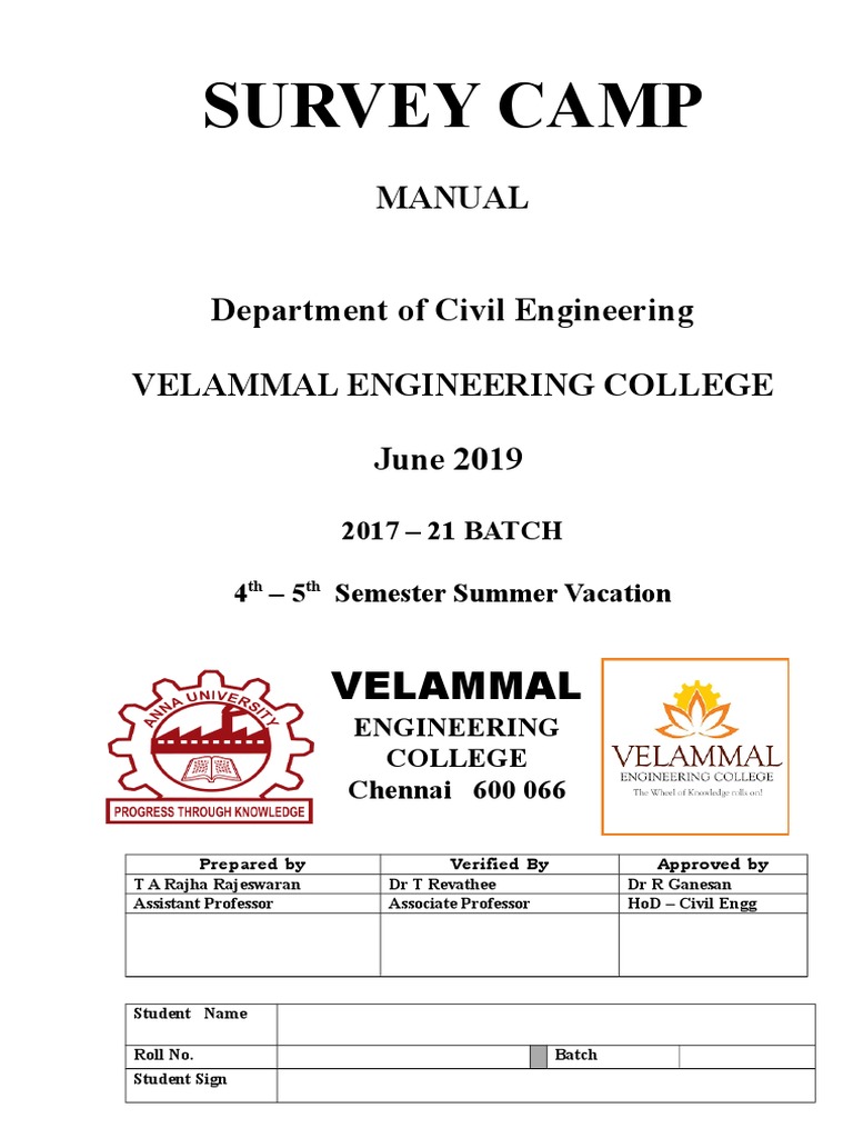 Survey Camp Manual 2019 JUNE | PDF | Surveying | Contour Line