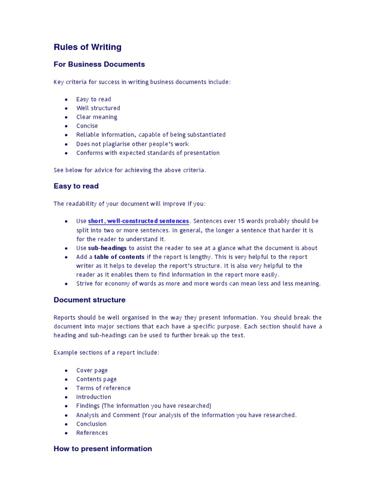 Rules of Writing: For Business Documents | PDF | Plagiarism | Paragraph