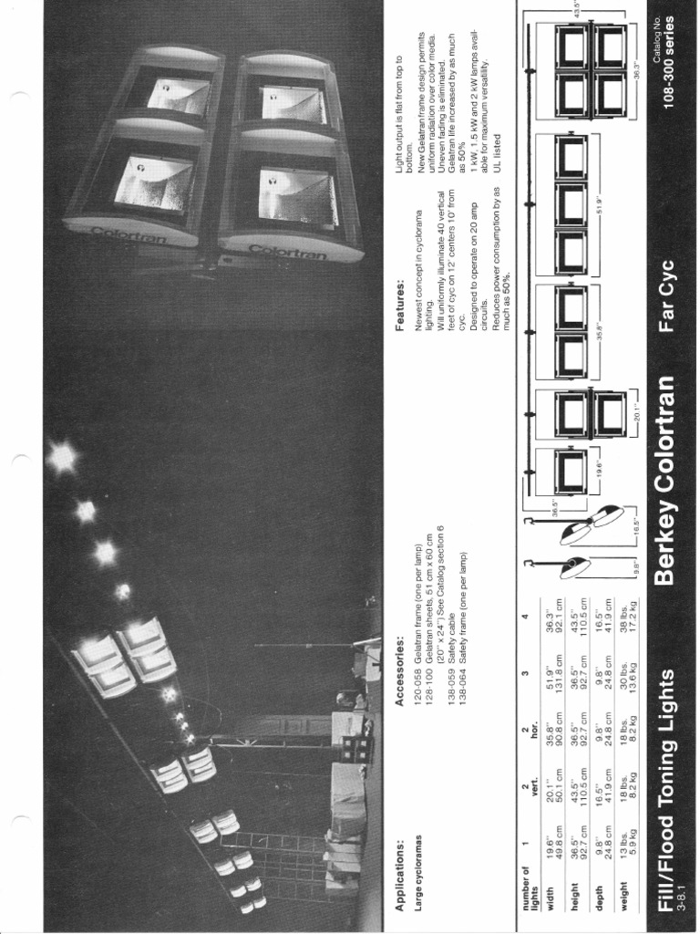 Berkey Colortran Far Cyc Spec Sheet 1980 | PDF